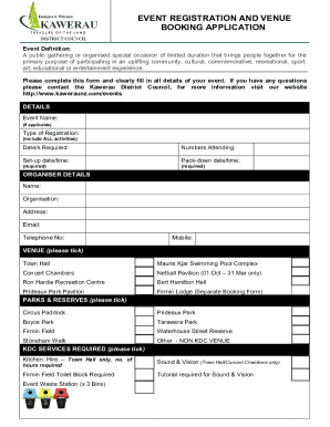 Fillable Online Event Registration Venue Booking Application-Fillable ...
