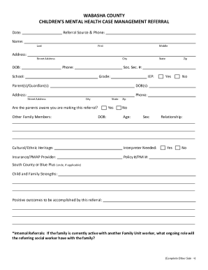 Fillable Online Children's Mental Health Case Management Referral Form ...