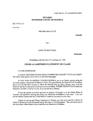 Fillable Online you must prepare a Statement of Defence in Form 18 A ...