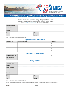 Fillable Online Exhibition and Sponsorship Application Form Fax Email ...