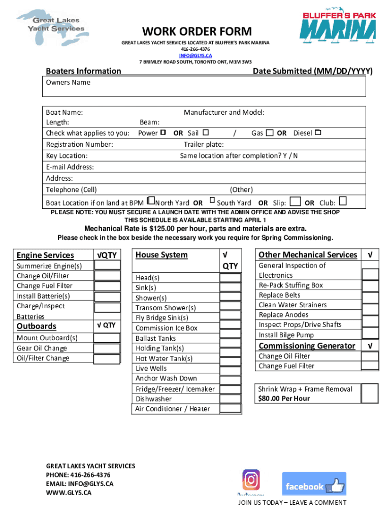 Fillable Online WORK ORDER FORM Fax Email Print - pdfFiller
