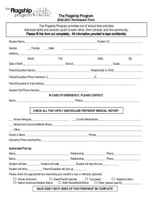 Fillable Online flagship participant permission-enrollment form Fax Email Print - pdfFiller