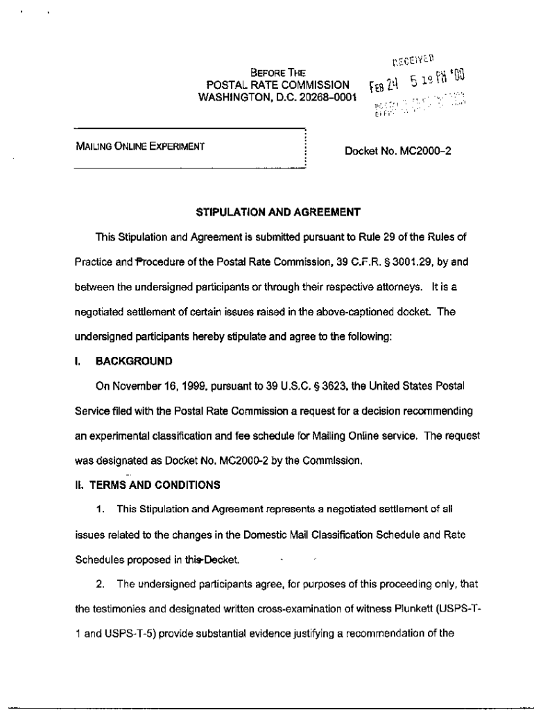 Fillable Online Joint Statement of USPS and SOC Fax Email Print - pdfFiller