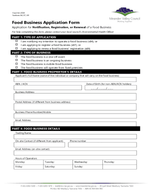 Fillable Online Food Business Application Form Fax Email Print - pdfFiller