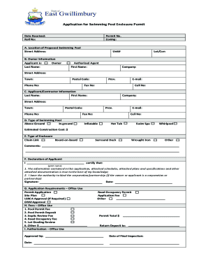 Fillable Online Application for Swimming Pool Enclosure Permit Fax ...