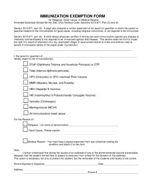 Fillable Online Legal Immunization Exemption form - Pickerington ...