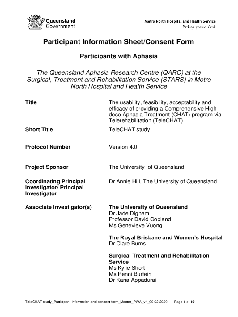 Fillable Online shrs uq edu Aphasia research set to make important ...