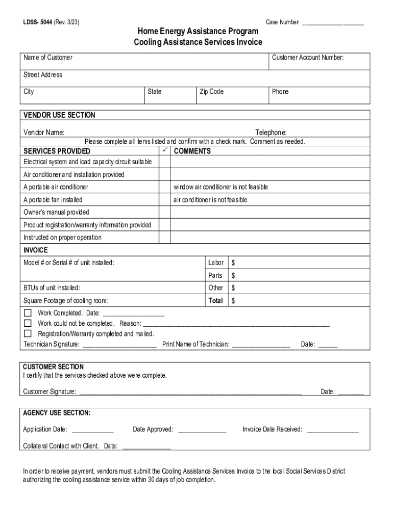 Fillable Online otda ny LDSS-5044 - HEAP Cooling Assistance Services ...