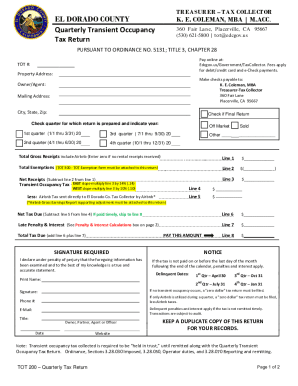Fillable Online Transient Occupancy Tax Forms Fax Email Print - pdfFiller