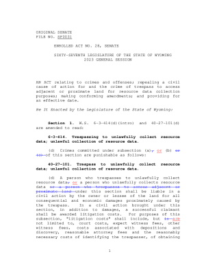 Fillable Online ORIGINAL SENATE FILE NO. SF0031 ENROLLED ACT ... Fax ...