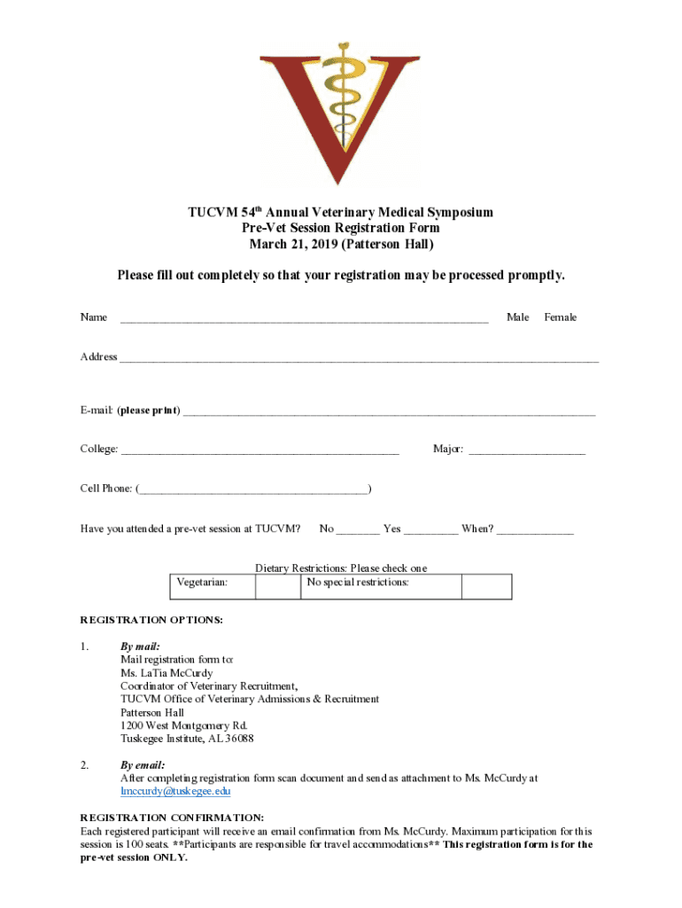 Fillable Online Tuskegee University, College of Veterinary Medicine's post Fax Email Print ...