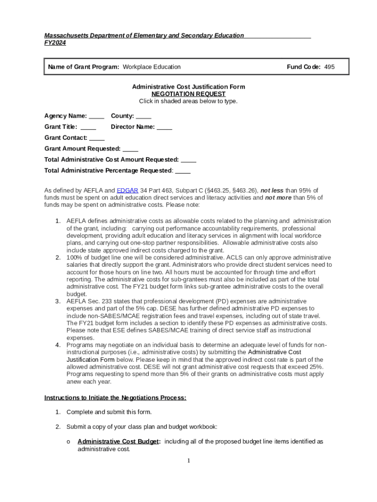 FY2024 FC 494 495 Workplace Education Phase 2 Administrative Cost ...