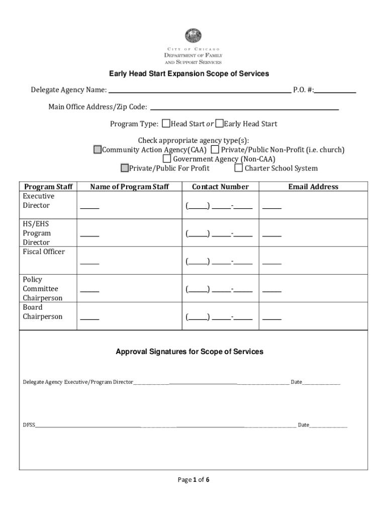 Fillable Online Early Head Start-Child Care Partnership Scope of Services Fax Email Print ...
