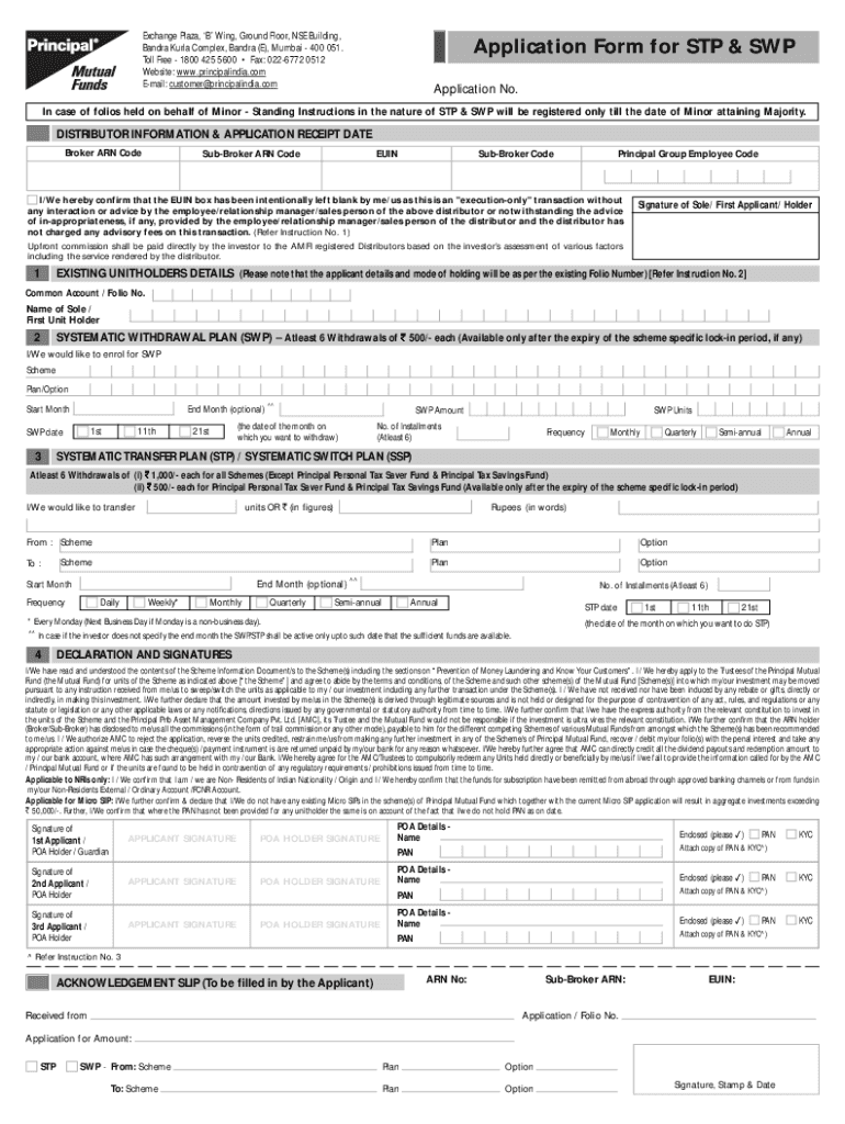 Fillable Online Application Form for STP & SWP - ksquare timeline Fax Email Print - pdfFiller