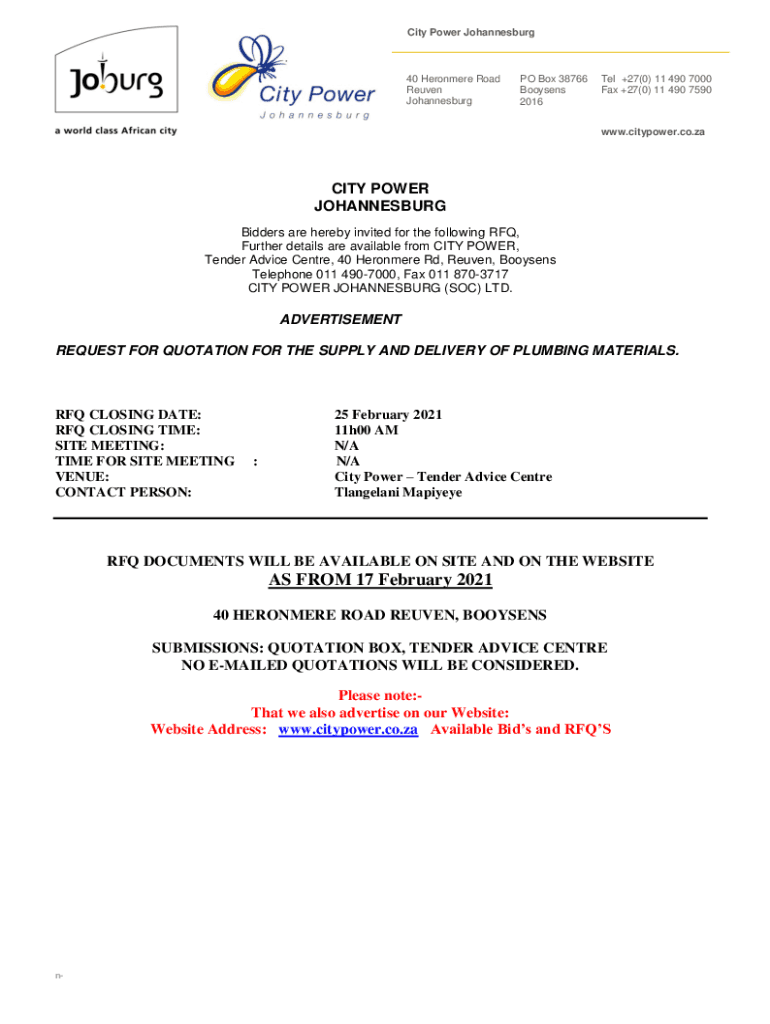 Fillable Online Available Tenders Fax Email Print - pdfFiller