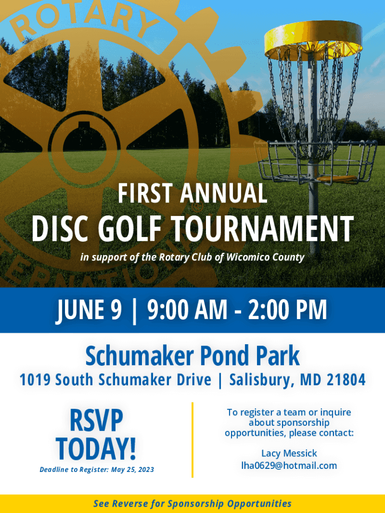 Fillable Online Rotary to hold first Disc Golf Tournament at Salisbury ...