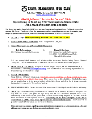 NRA High Power Service Rifle Clinic Doc Template | pdfFiller