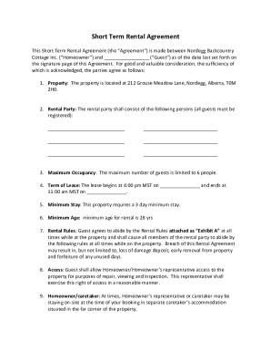 Fillable Online 15 Things to Include in a Short-term Rental Agreement ...