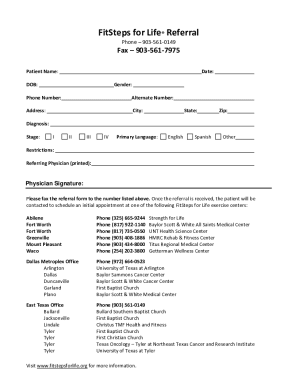 Fillable Online FitSteps for Life Referral Form Fax Email Print - pdfFiller