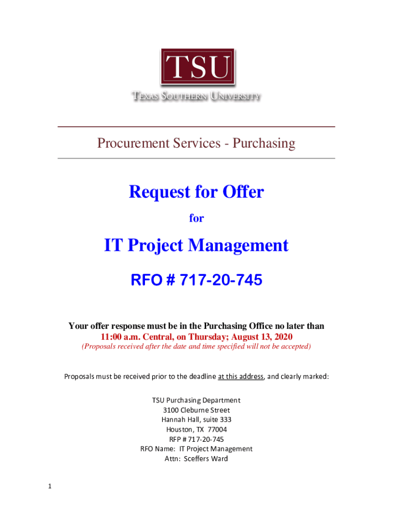 Fillable Online Request for Offer IT Project Management Fax Email Print ...