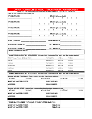 Fillable Online School Bus Pass/ApplicationTransportation Fax Email ...