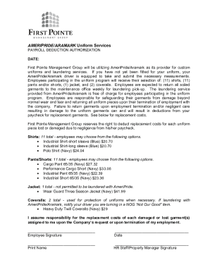 Fillable Online ARAMARK Uniform Services Fax Email Print - pdfFiller