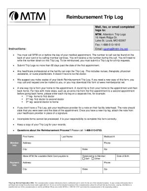 Fillable Online 2017-2023 Form MTM Reimbursement Trip Log Fill Online ...