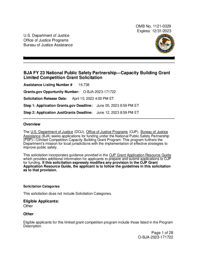 Fillable Online BJA FY 23 National Public Safety PartnershipCapacity ...