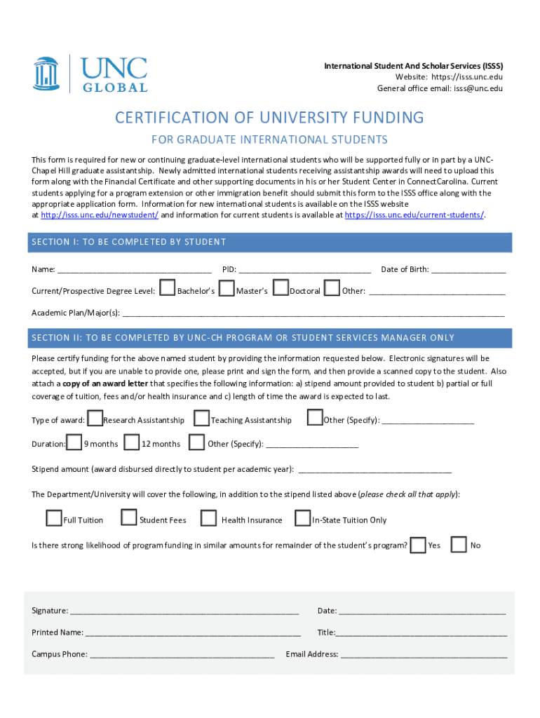 Fillable Online isss unc ISSS - The University of North Carolina at Chapel Hill Fax Email Print ...