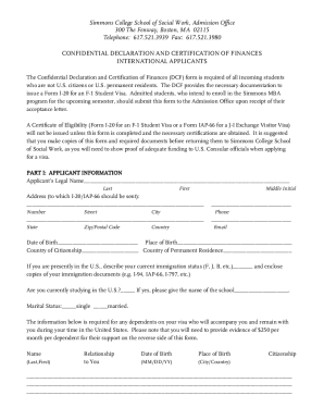 Fillable Online Confidential Declaration and Certification of Finances - International ...