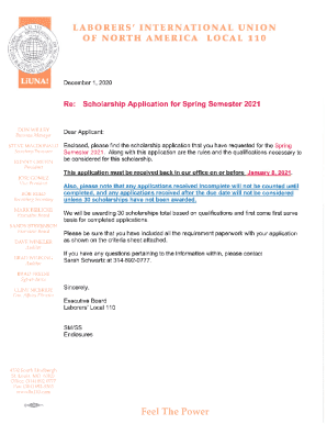 Fillable Online Michigan Laborers Scholarship Fund Application for ...