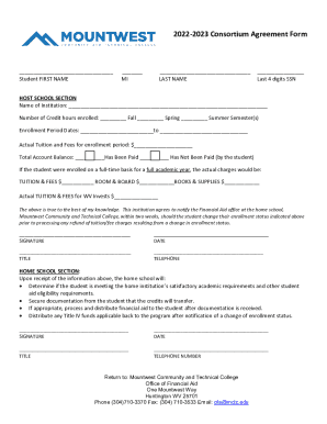 Fillable Online 2022-2023 Consortium Agreement Form Fax Email Print ...