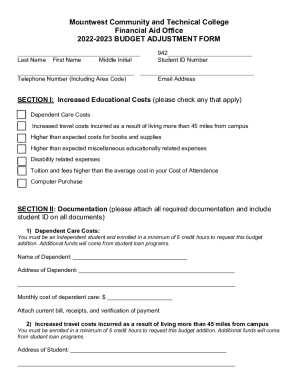 Fillable Online 2022-2023 BUDGET ADJUSTMENT FORM Fax Email Print ...