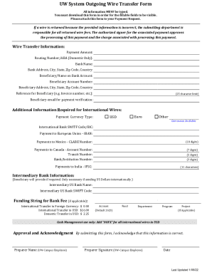 Fillable Online UW System Outgoing Wire Transfer Form Fax Email Print ...
