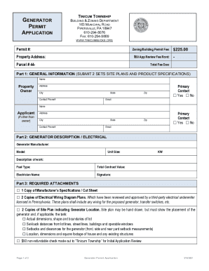 Fillable Online Generator permit app 3-16-20.docx Fax Email Print ...