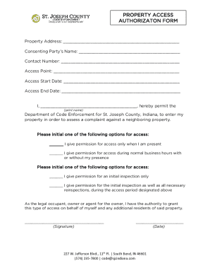 Fillable Online PROPERTY ACCESS AUTHORIZATON FORM Fax Email Print ...
