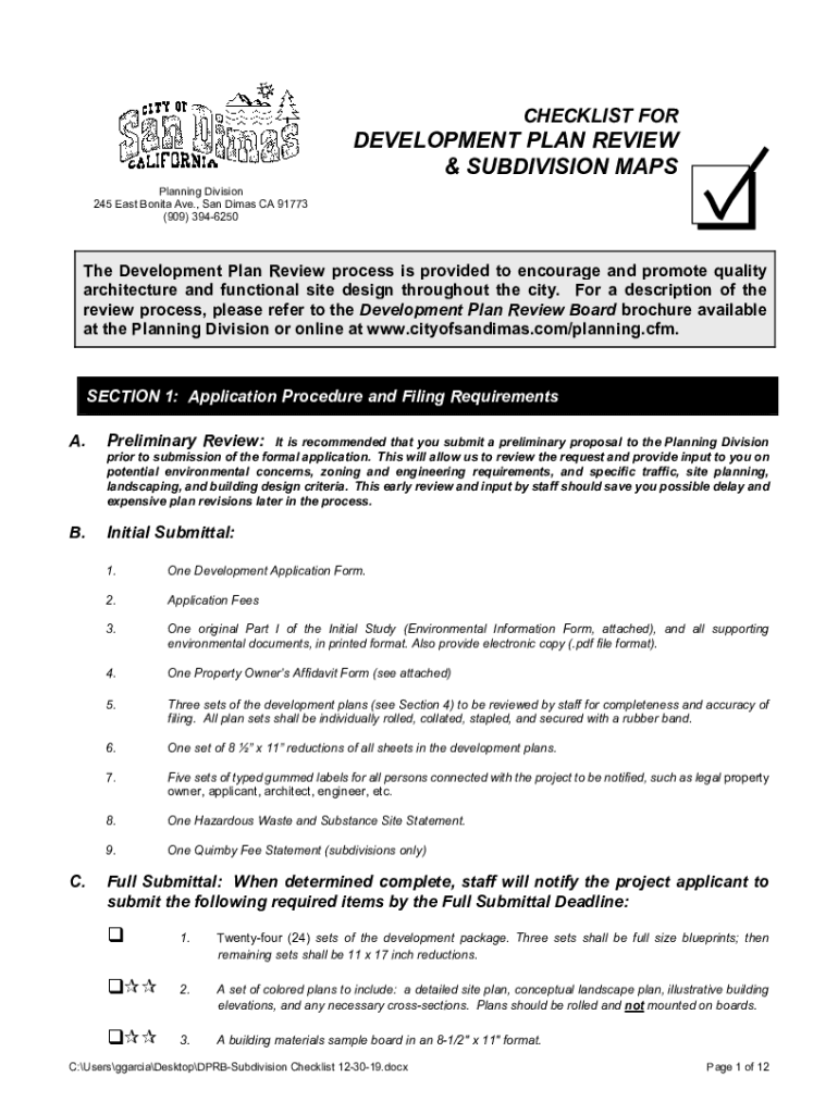 Fillable Online Planning and Development Plan Review Checklists Fax Email Print - pdfFiller