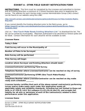 Exhibit A OTMR Field Survey Notification Doc Template | pdfFiller
