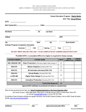 Fillable Online MSJC ECC Application - Career Education Fax Email Print ...