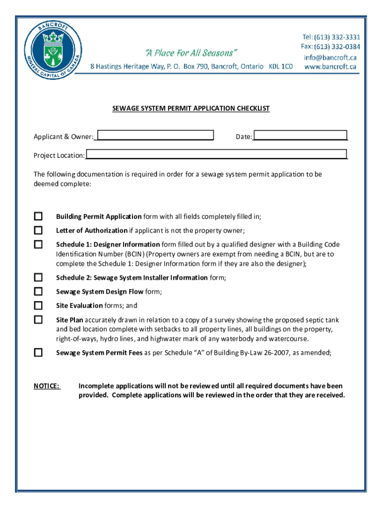 Fillable Online Instructions for New Septic System Permit Application ...