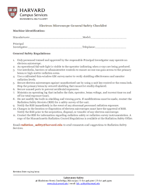 Fillable Online Electron Microscope General Safety Checklist Fax Email ...