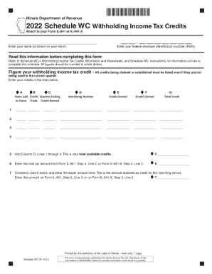 Fillable Online tax illinois Illinois Form Schedule WC (Withholding ...
