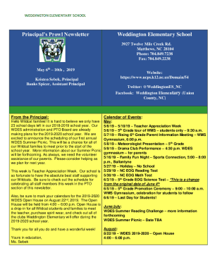 Fillable Online Principals Prowl Newsletter Fax Email Print - pdfFiller