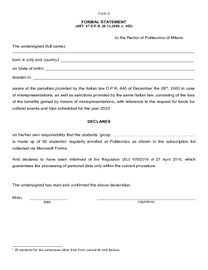 Fillable Online Form 5 - Formal statement Fax Email Print - pdfFiller