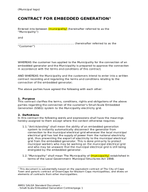 contract for connection of an embedded generator Doc Template | pdfFiller