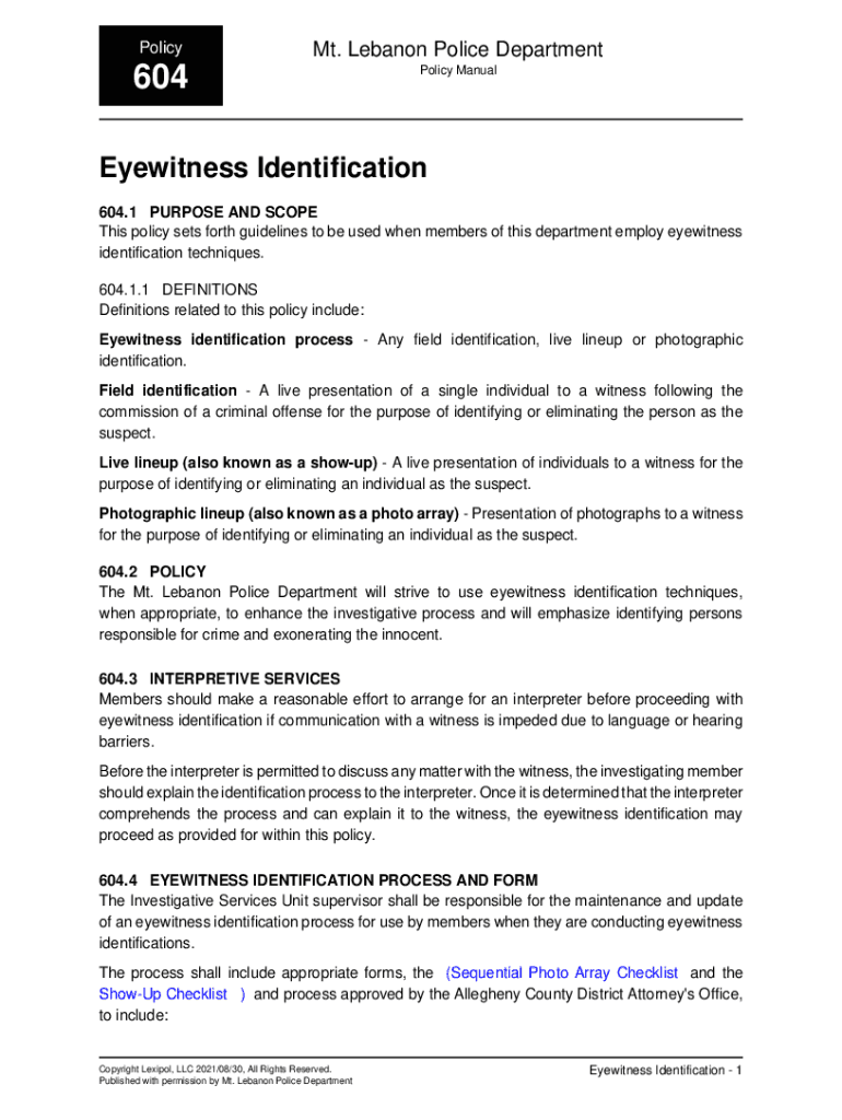 Fillable Online Eyewitness Identification - UC Santa Cruz - Police ...