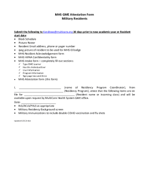 Fillable Online MHS GME Attestation Form Civilian Community Residents ...