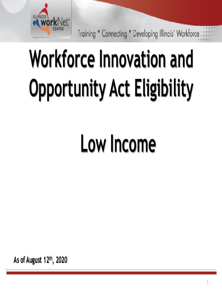 Fillable Online Workforce Innovation and Opportunity Act Eligibility ...