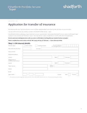 Fillable Online Insurance Transfer Application Form Fax Email Print ...