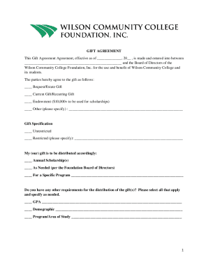 Fillable Online gift agreement Fax Email Print - pdfFiller